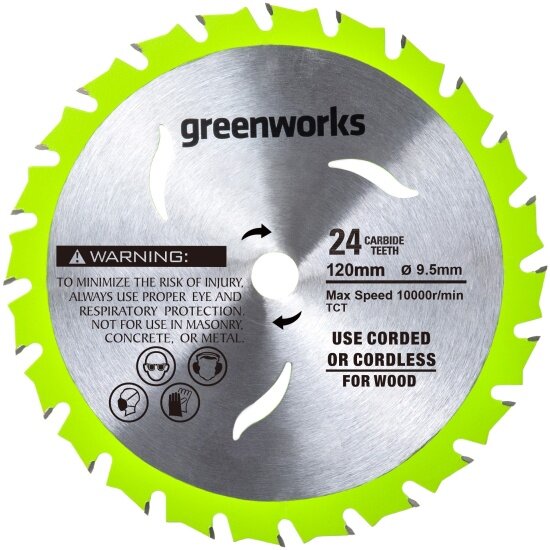 Диск Greenworks пильный по дереву для циркулярной мини пилы 2952507 120х9 5 мм 24T