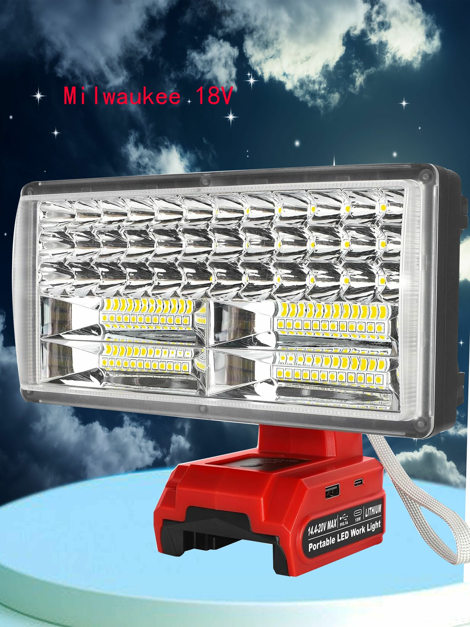 18V-50W-4200LM, подходит для батареи Milwaukee 18V, уличный прожектор с USB-разъемом