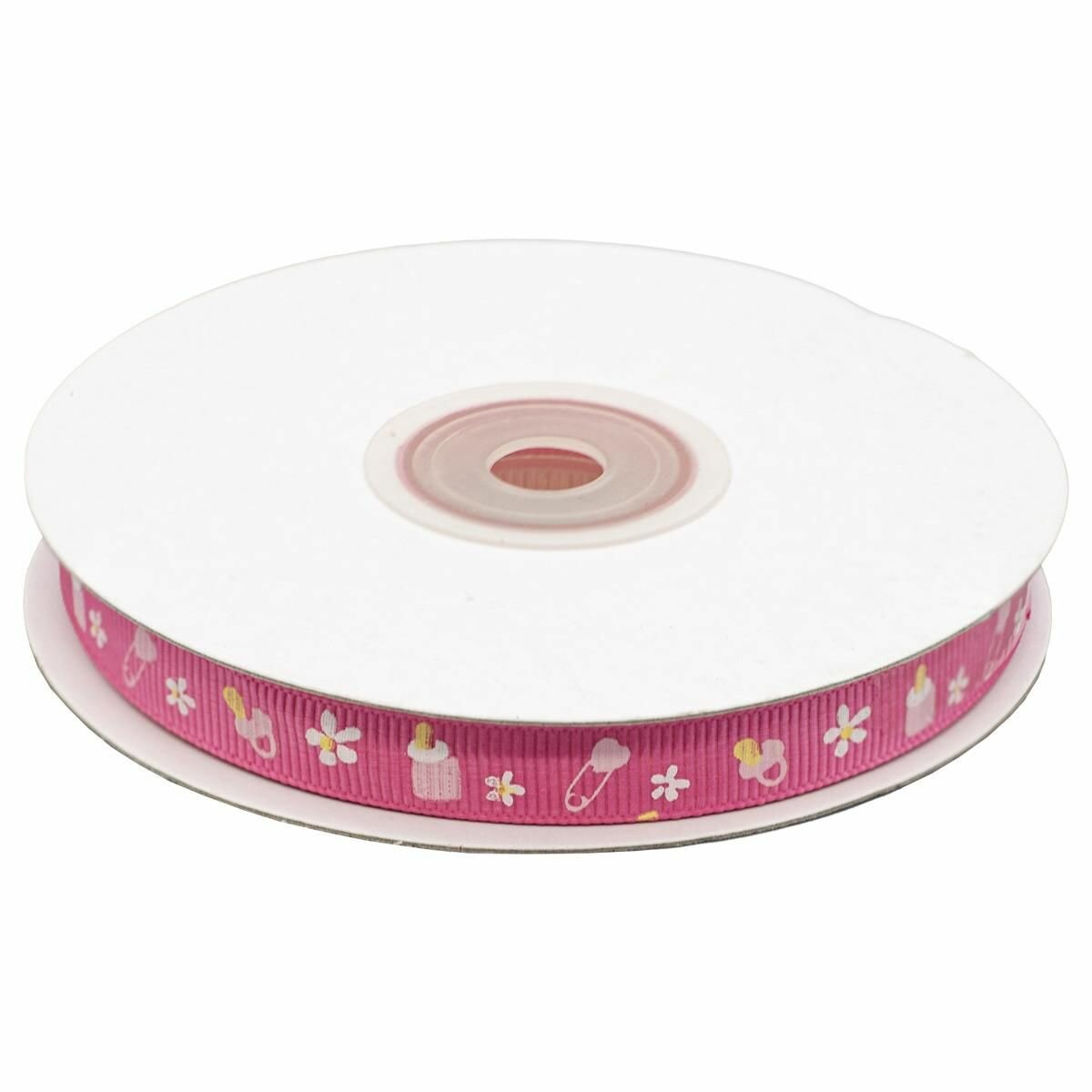 Лента айрис "Детская", репсовая, 10 мм, 22,5 м, розовая