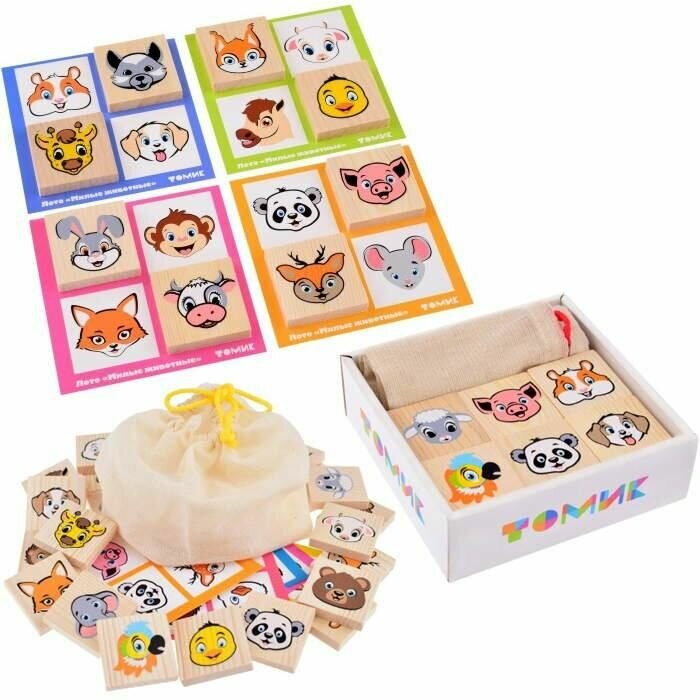 Лото Томик "Милые животные" 24 детали, дерево