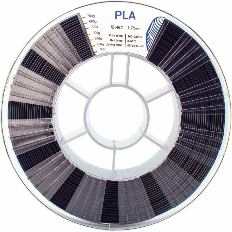 Пластик для 3D-принтеров REC Катушка PLA, 1,75 мм, черный (RR1S2117)