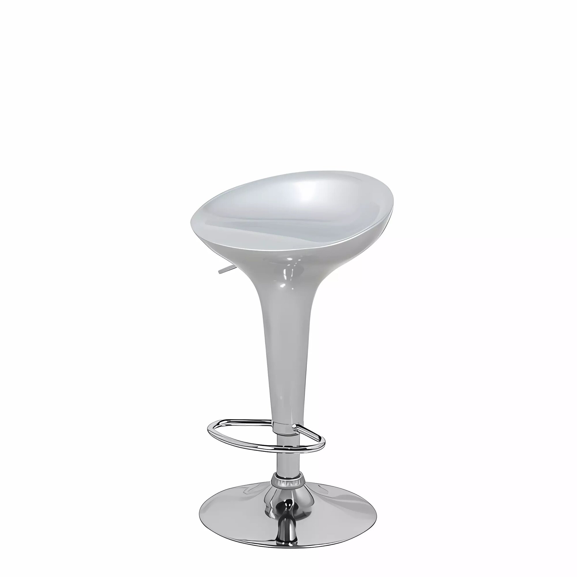 Барный стул Бомба серебристый. Барный табурет, пластиковый полубарный стул.