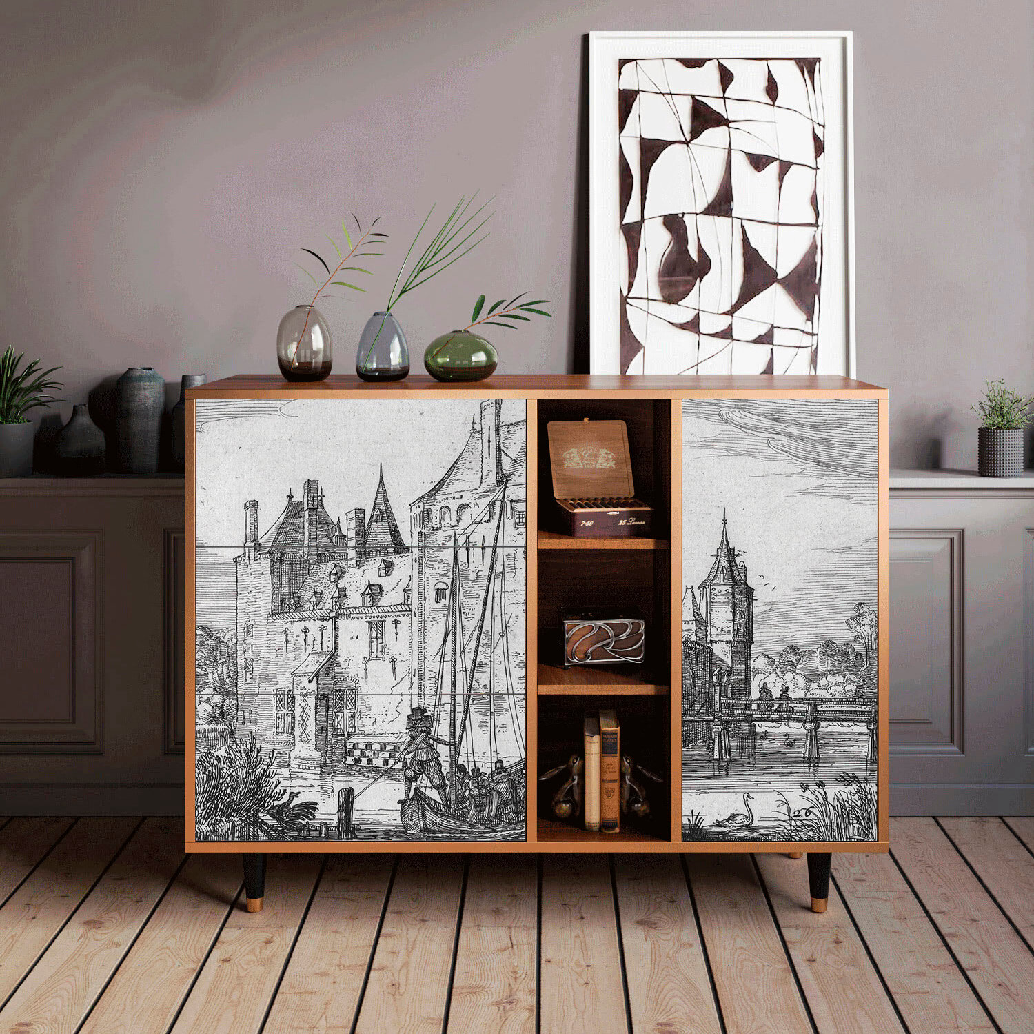 Комод - STORYZ - BS2 Castle by Pieter Breugel, Разер - 125 x 97 x 48 см , Цвет корпуса - Орех