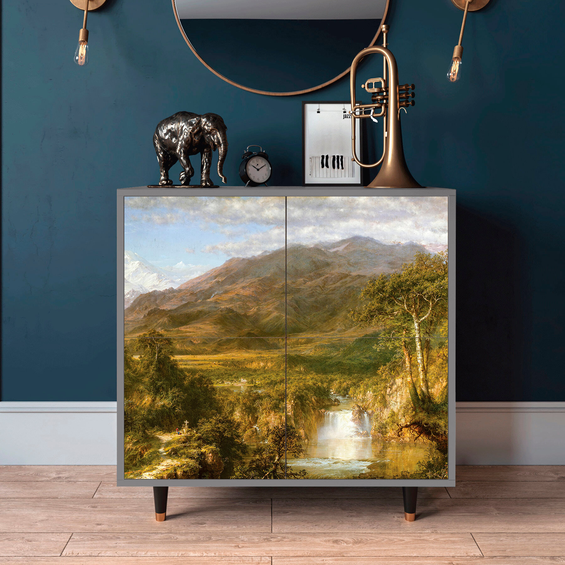 Комод - STORYZ - BS3 The Heart of the Andes by Frederic Edwin Church, Размер - 94 x 96 x 48 см, Цвет корпуса - Серый