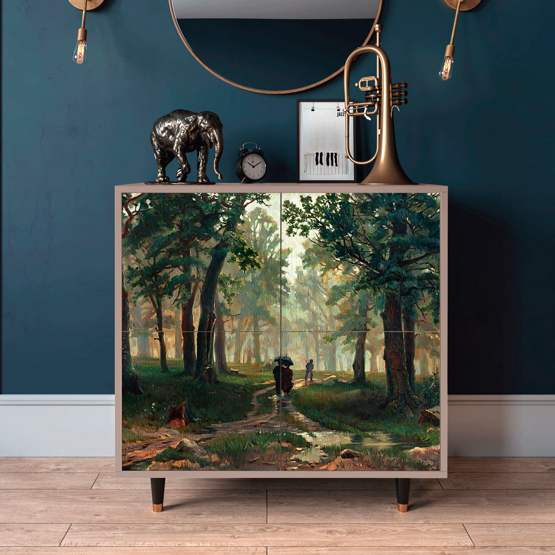 Комод - STORYZ - BS3 Rain in the Oak Forest by Ivan Shishkin, Размер - 94 x 96 x 48 см, Цвет корпуса - Бежевый