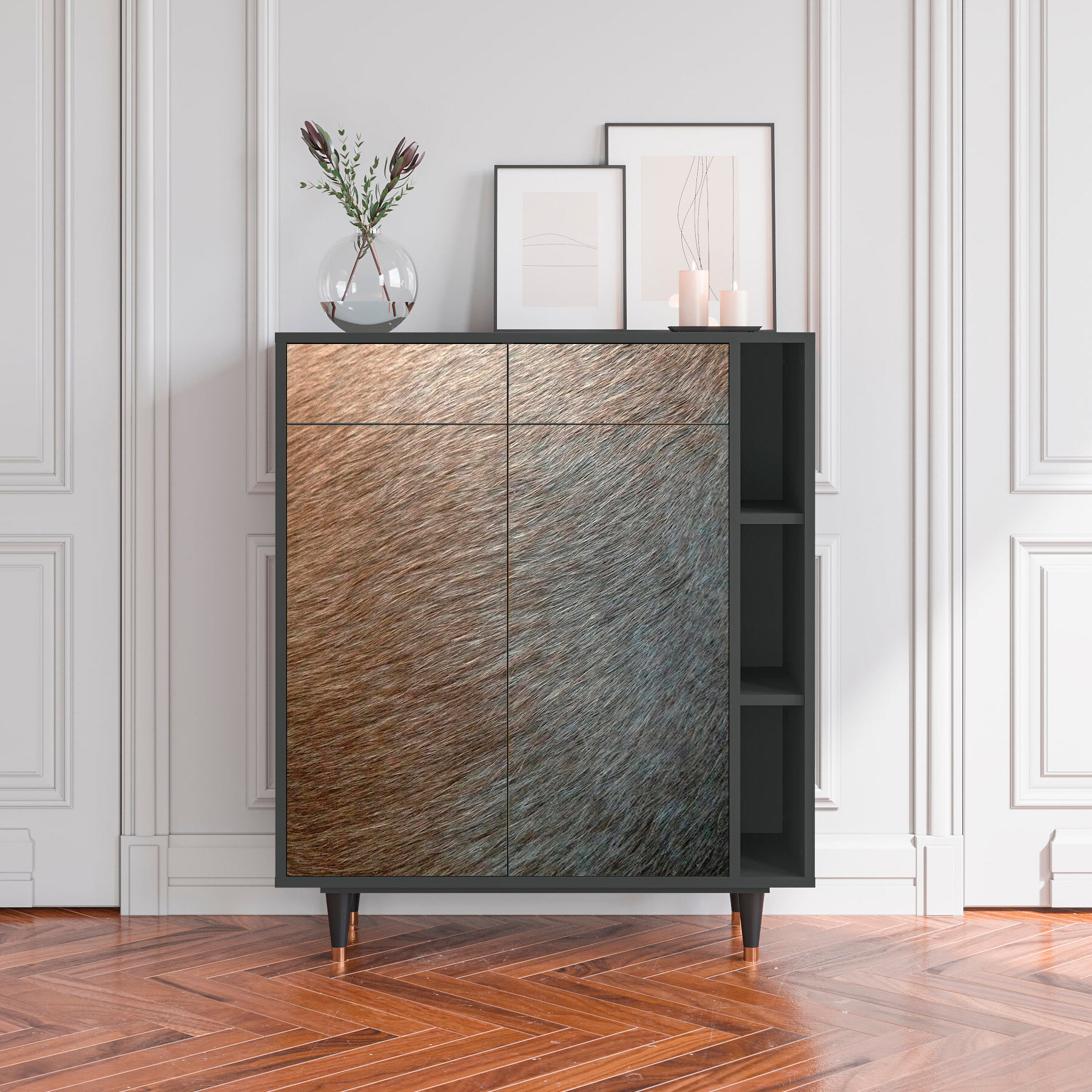 Комод - STORYZ - BS6 Peanut Hair, Размер - 94 x 110 x 41 см, Цвет корпуса - , Антрацит