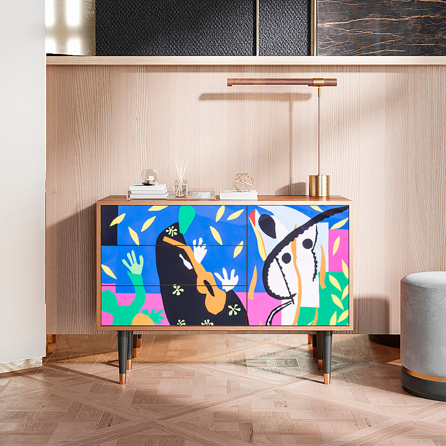 Комод - STORYZ - S3 La Tristesse du Roi by Henri Matisse , Размер - 115 x 84 x 41 см, Цвет корпуса - , Орех