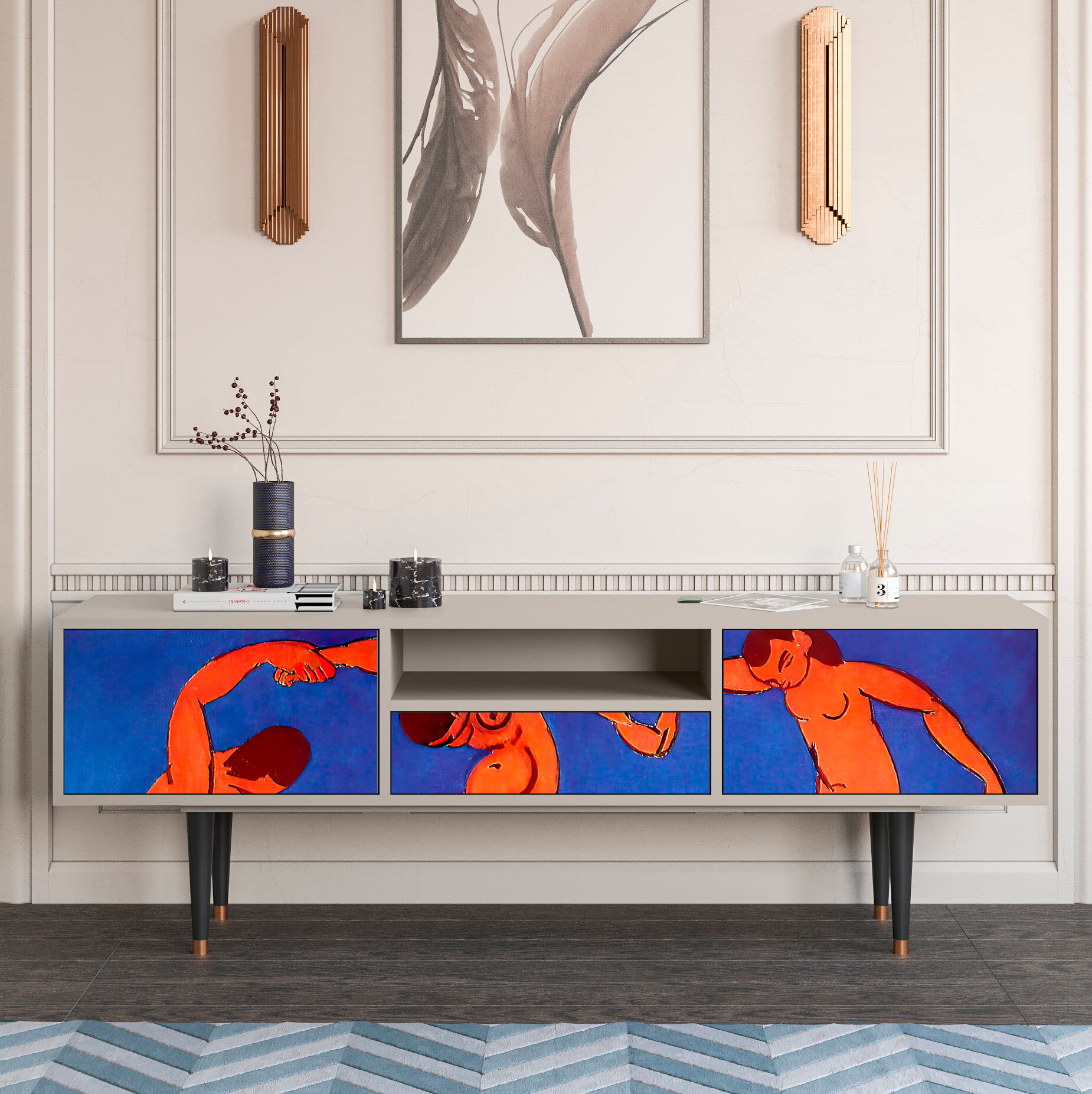 ТВ-Тумба - STORYZ - T6 The Dance by Henri Matisse , Размер - 170 x 69 x 41 см, Цвет корпуса - , Сатин