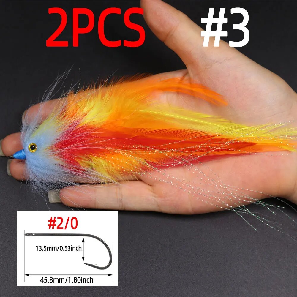 Bimoo Мушки-стримеры для нахлыста 5 шт. #2/0 2pcs Color 3