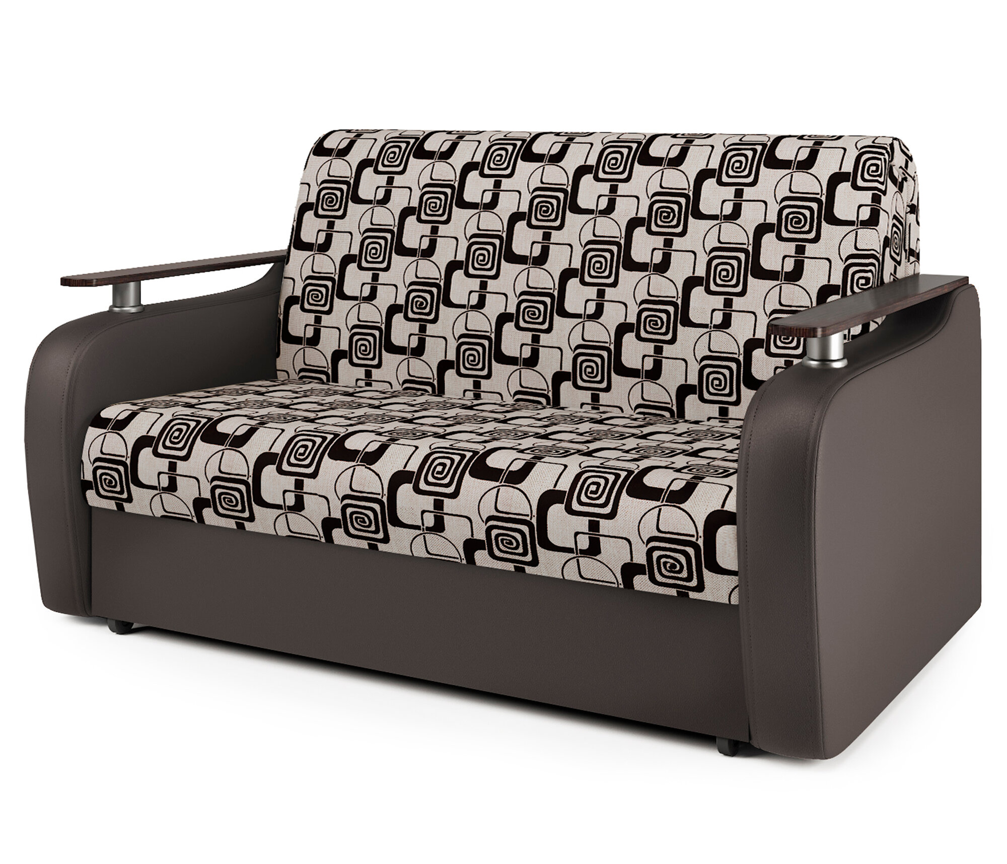 Диван-кровать Шарм-Дизайн Гранд Д 140х194 см, диван раскладной, аккордеон, прямой, экокожа шоколад и ромб