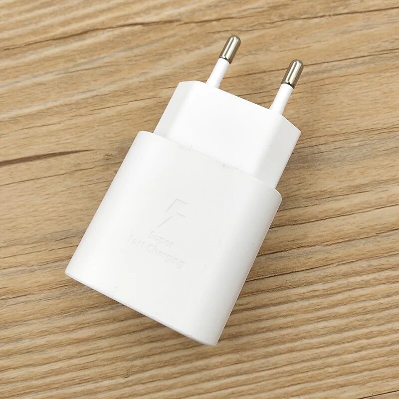 Samsung A33 A53 A73 A60 A80 A90 S10 5G 25W Зарядное устройство Супер быстрый White EU Adapter