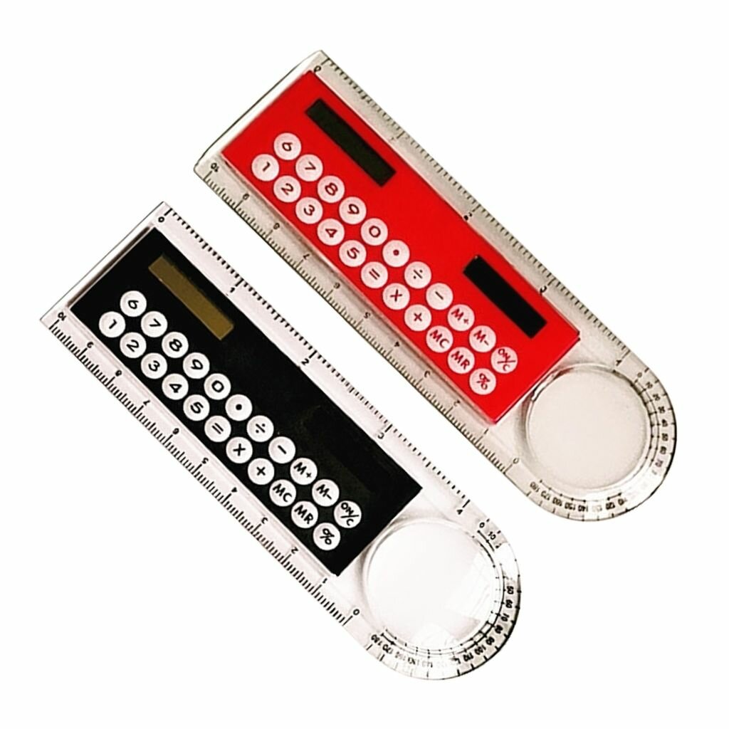Калькулятор с линейкой, лупой и транспортиром