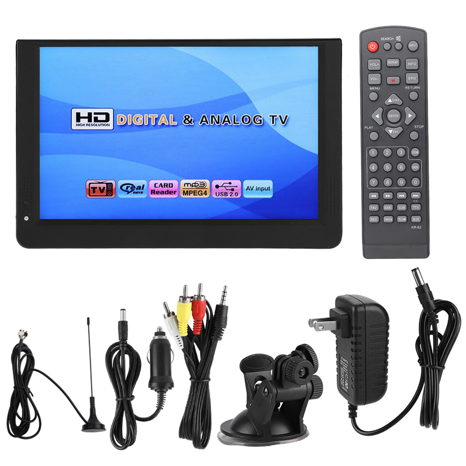 12 -дюймовый цвет экрана 1080p CAR Digital TV ATV/UHF/VHF Стерео окружающий автомобильный телевизор