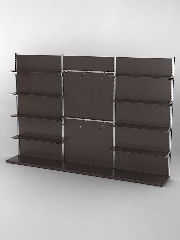 Пристенная торговая система "Bazic" №9 с задней стенкой (3600мм), Дуб Венге