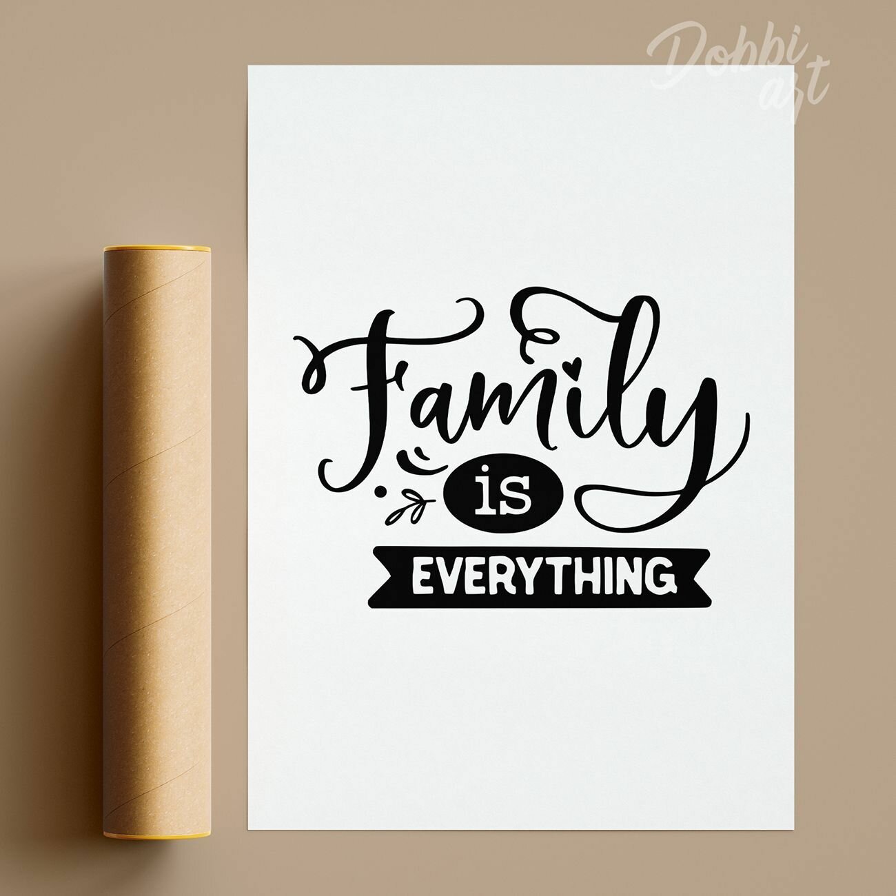 Постер Надпись Family is everything 30х40 см без рамы/ Семья, цитата/ Минималистичный эстетичный плакат для интерьера