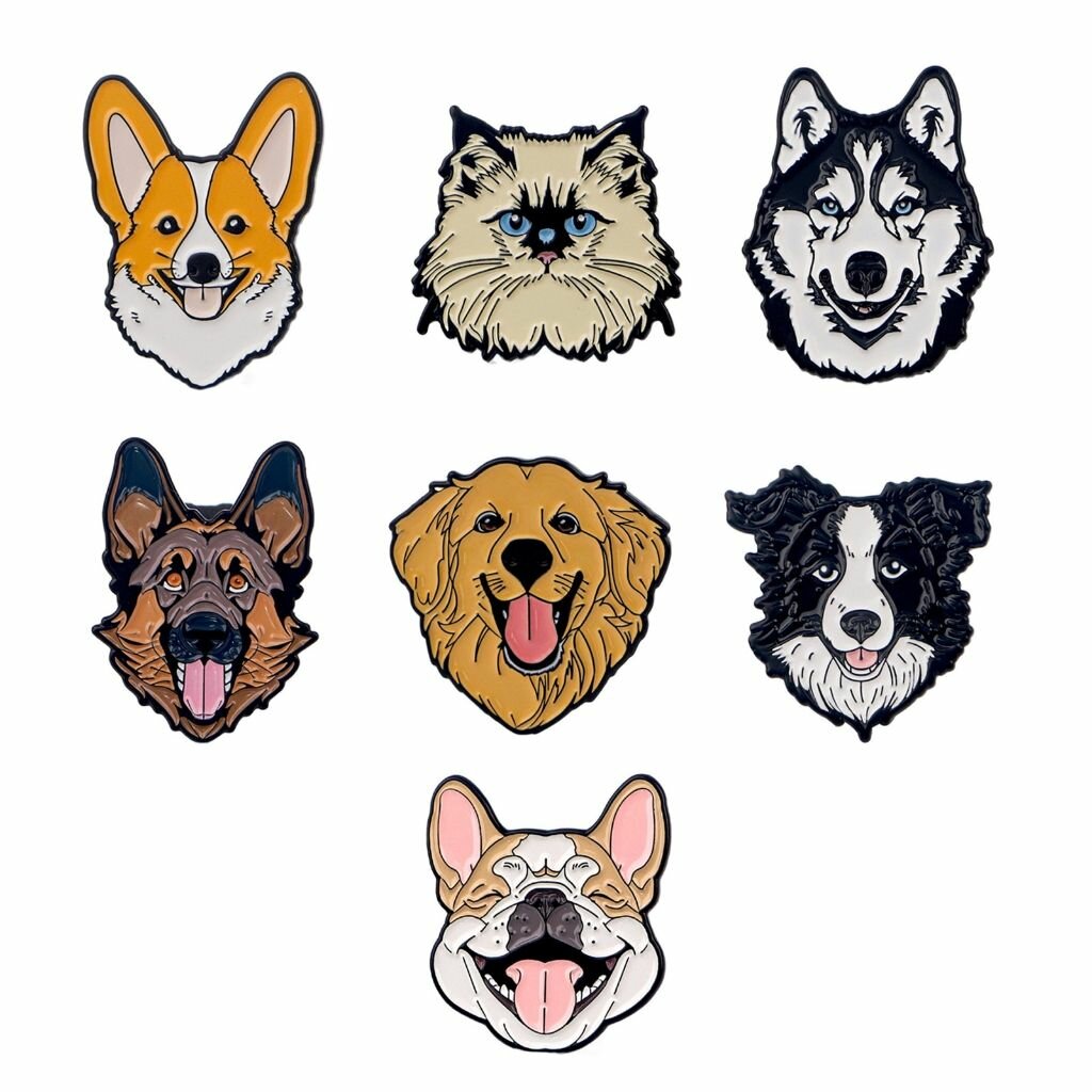 Значки для домашних собак-7шт