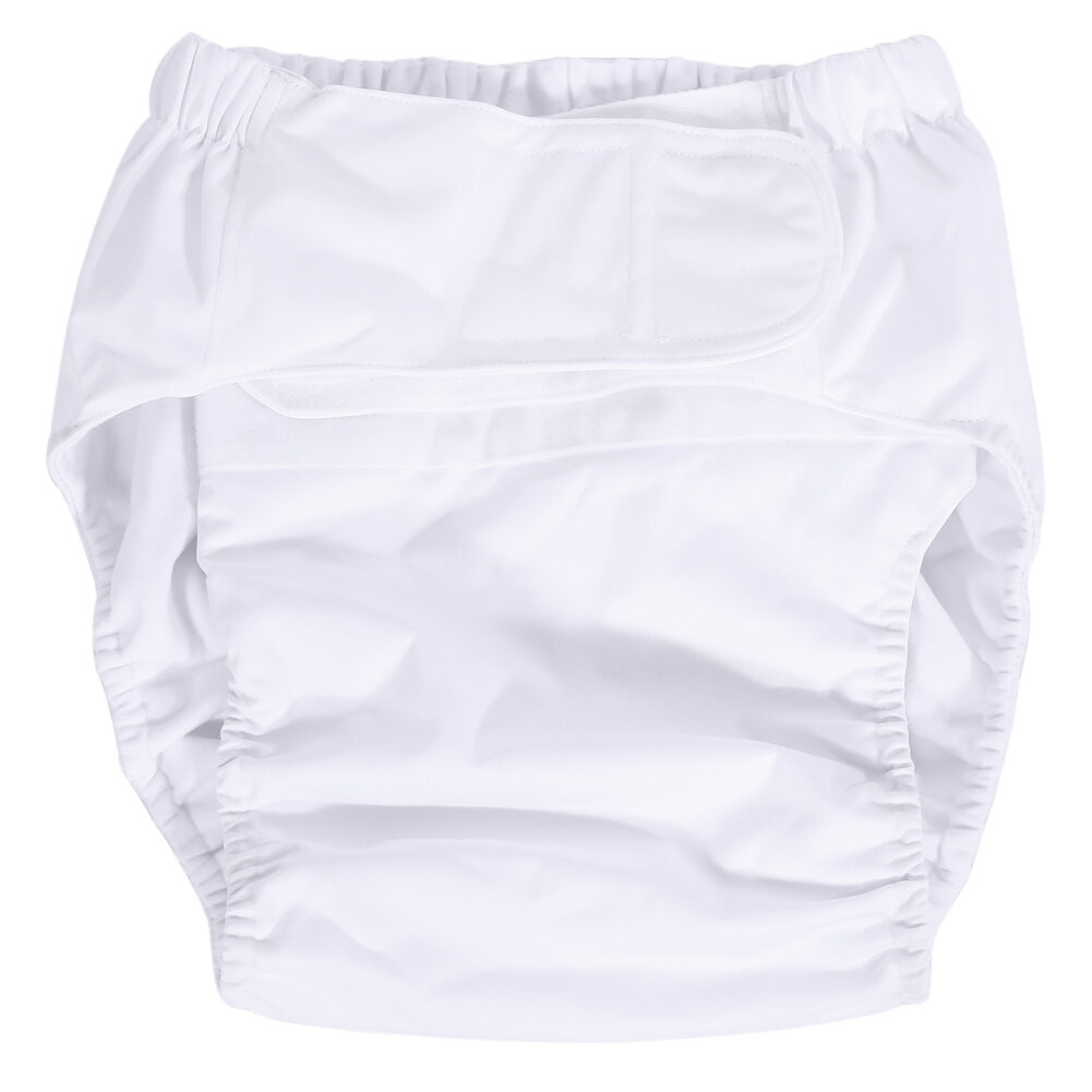 New Washable Incontinent Care Adult Pants Ultra Absorbent Adjustable Cloth Diaper Nappy(White)