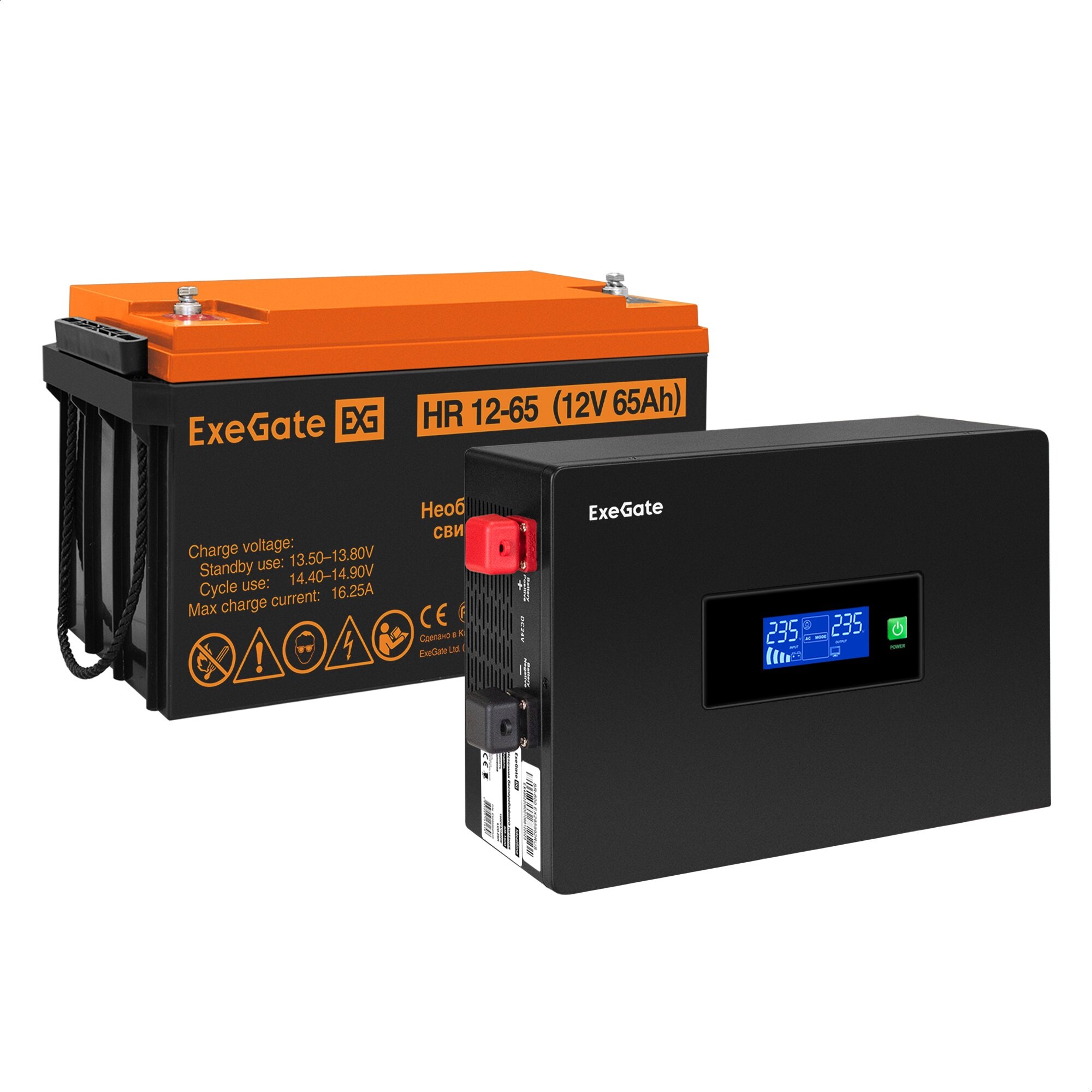 Комплект ИБП ExeGate IdealSine SR-1000. LCD.2SH + Батарея 65Aч, 1 шт. (ИБП + АКБ , 1шт.) EX297413RUS