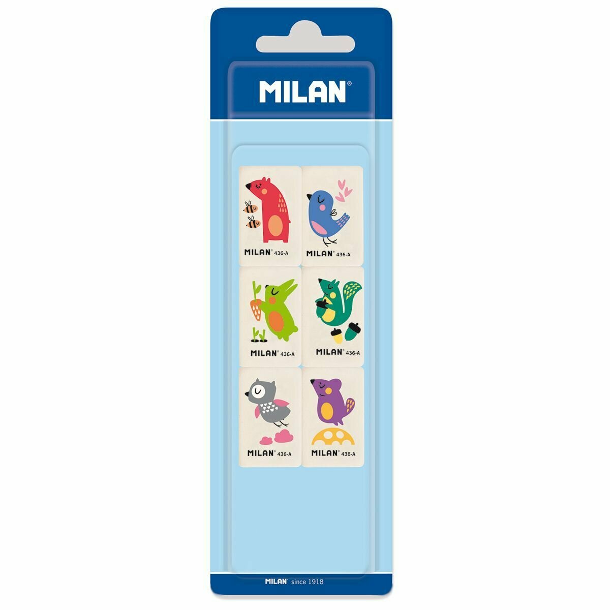 MILAN набор 6 ластиков 9202 в блистере 21х 6,5 х 1,5 см BMM9202