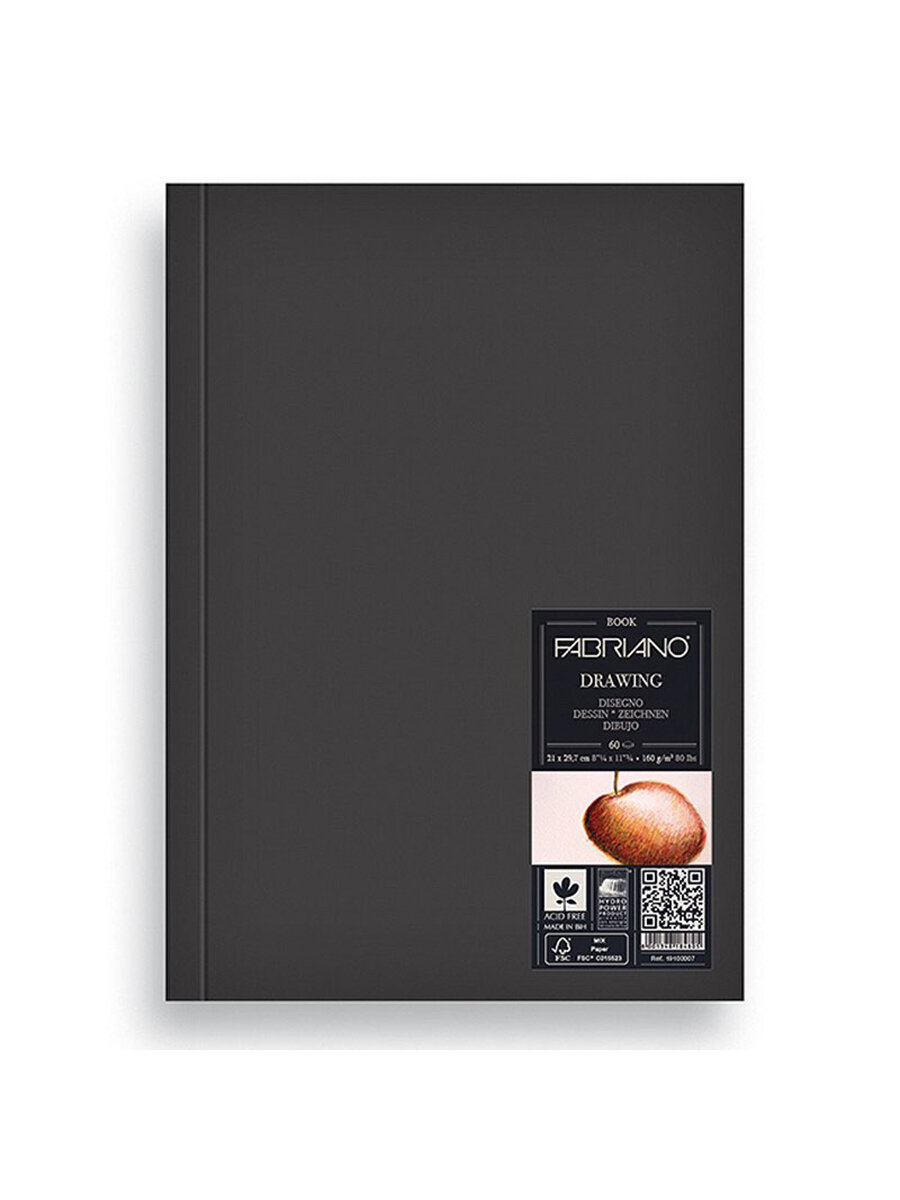 FABRIANO скетчбук DRAWINGBOOK портретный 160 г/м2, 60 листов 21 х 29.7 см, твердая обложка, прошивка и склейка, 19100007