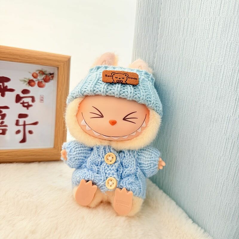 Только одежда> Брелок Лабубу первого и второго поколения, подвеска, одежда для куклы Лабубу, набор вязаного свитера и шапки