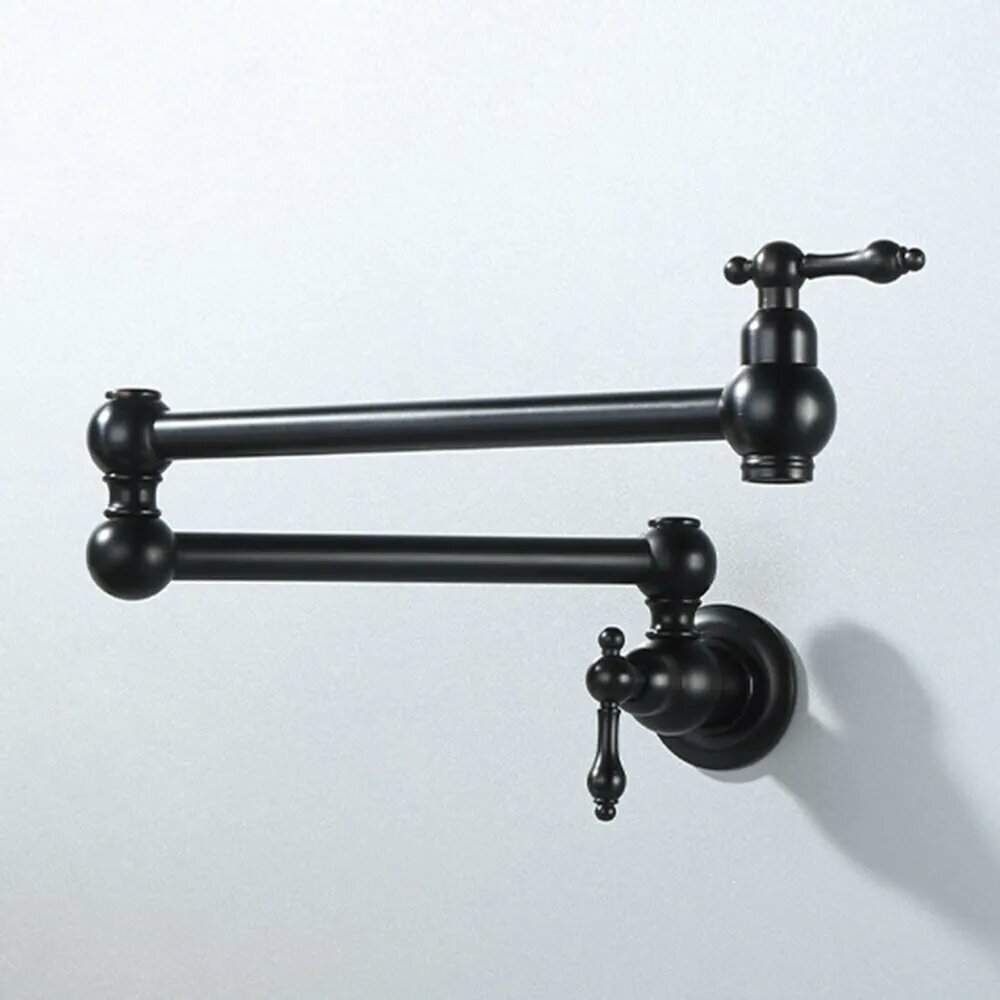 KNOW EASY-Настенный складной кухонный смеситель с двойной ручкой, одинарный холодный, черное