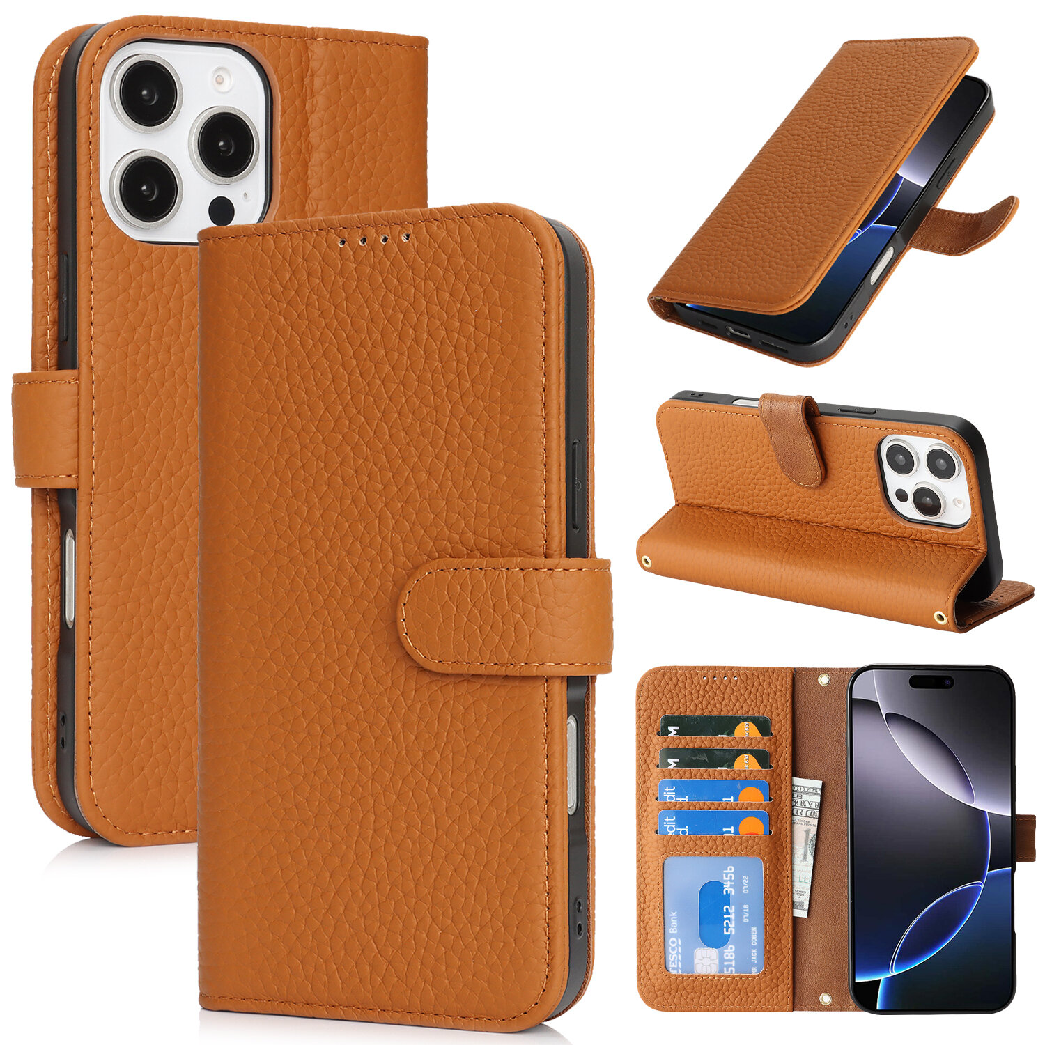 Чехол-книжка для iPhone 16 Pro Max Brown Leather — надёжная защита смартфона