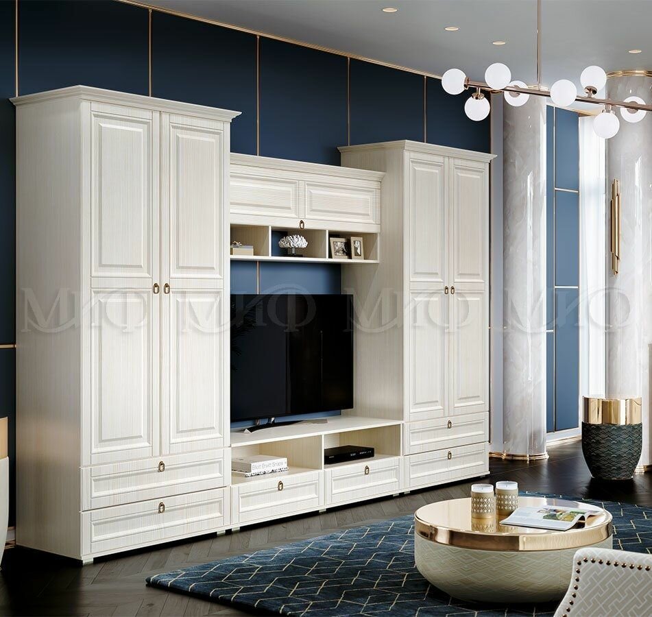 Гостиная Престиж 1 Вариант №4 (Сандал светлый, сандал светлый) (Миф)