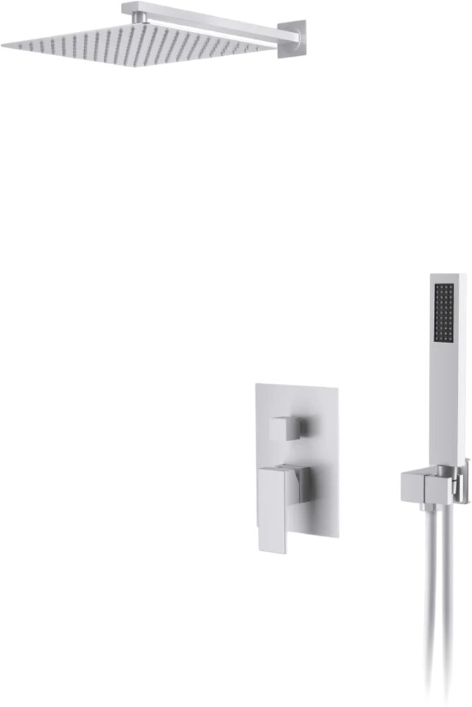 Душевой комплект D&K Bayern.Liszt DA1515708A04 4 в 1, встраиваемый, с внутренней частью в комплекте, со смесителем, с тропическим душем, латунный, белый, матовый, душевая система