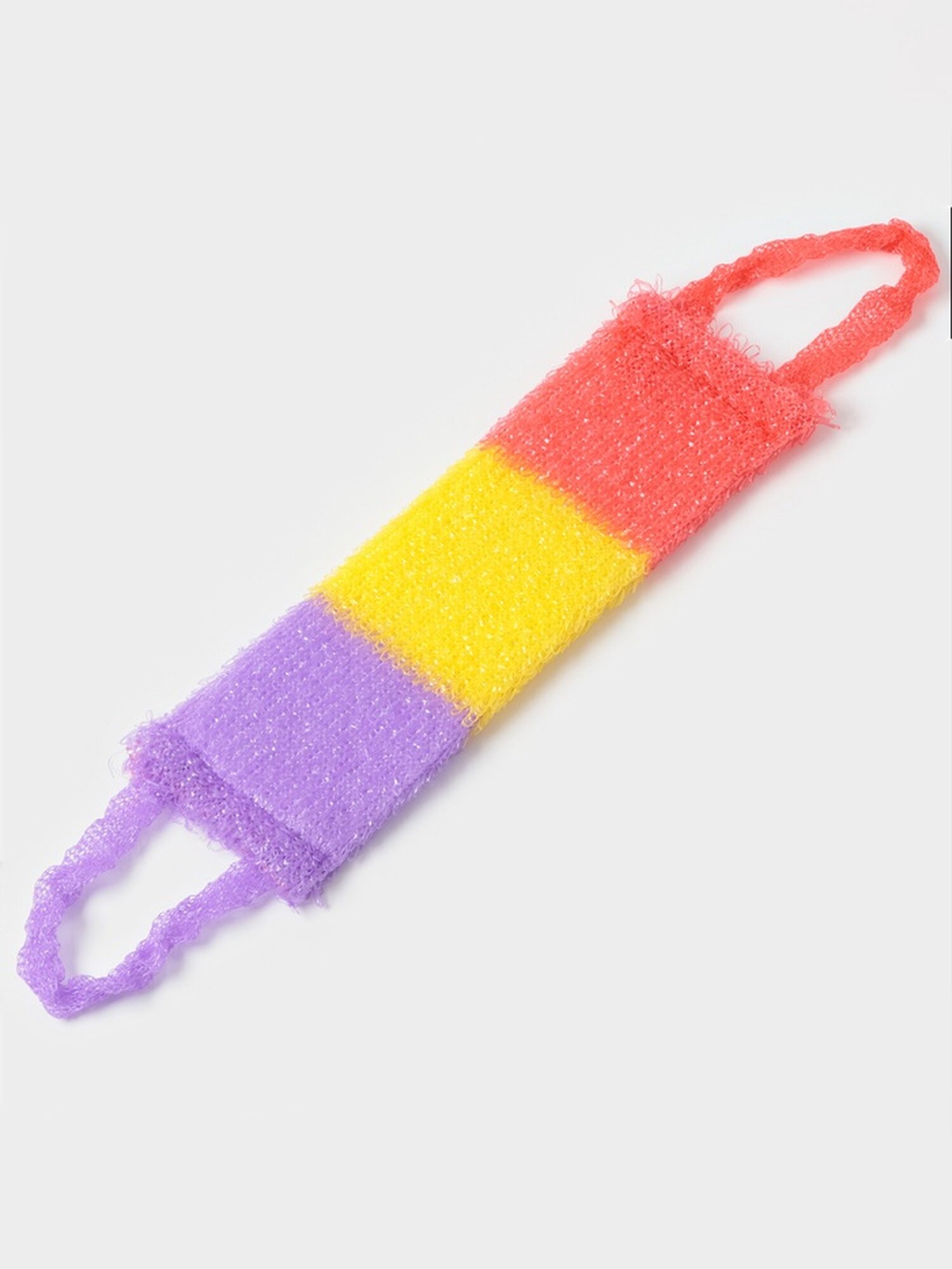 Мочалка для тела Доляна «Трёхцветная», 12 × 45 см, цвет: микс