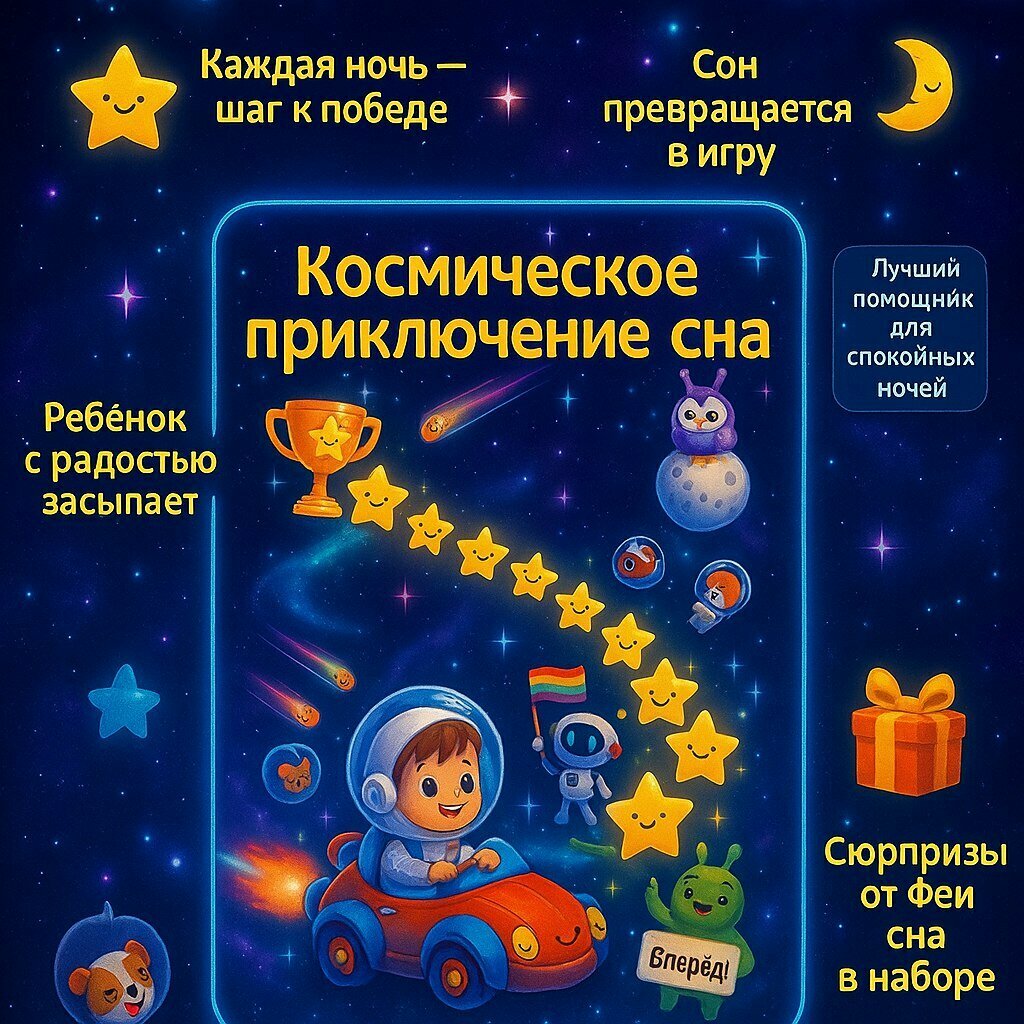 Детский календарь сна и трекер привычек с наклейками и подарками, 2-6 лет, развивающий планер/чек-лист, A3 для легкого засыпания
