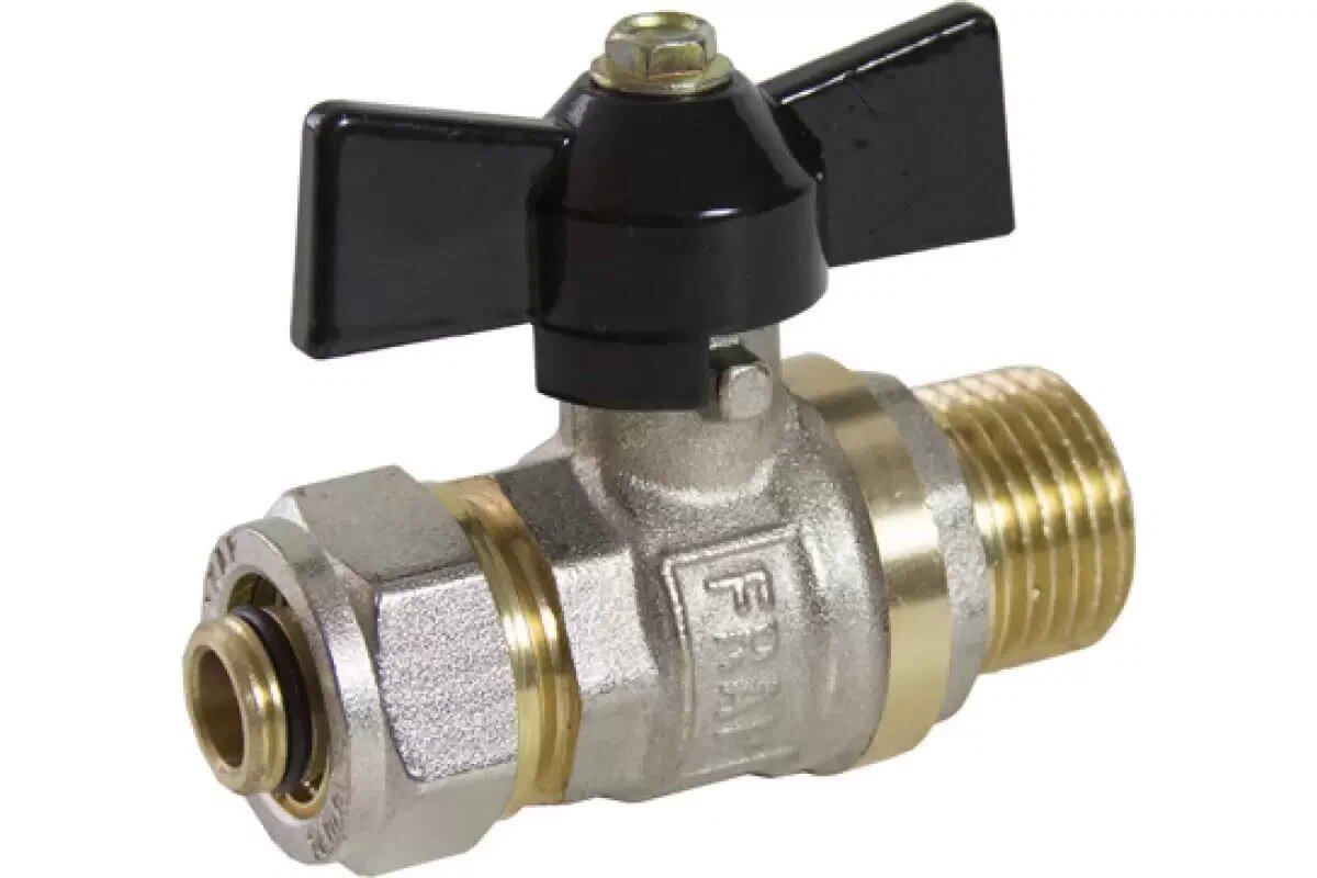 Кран шаровой для металлопластиковой трубы 20 х 3/4", цанга-наружная, FRAP, латунь