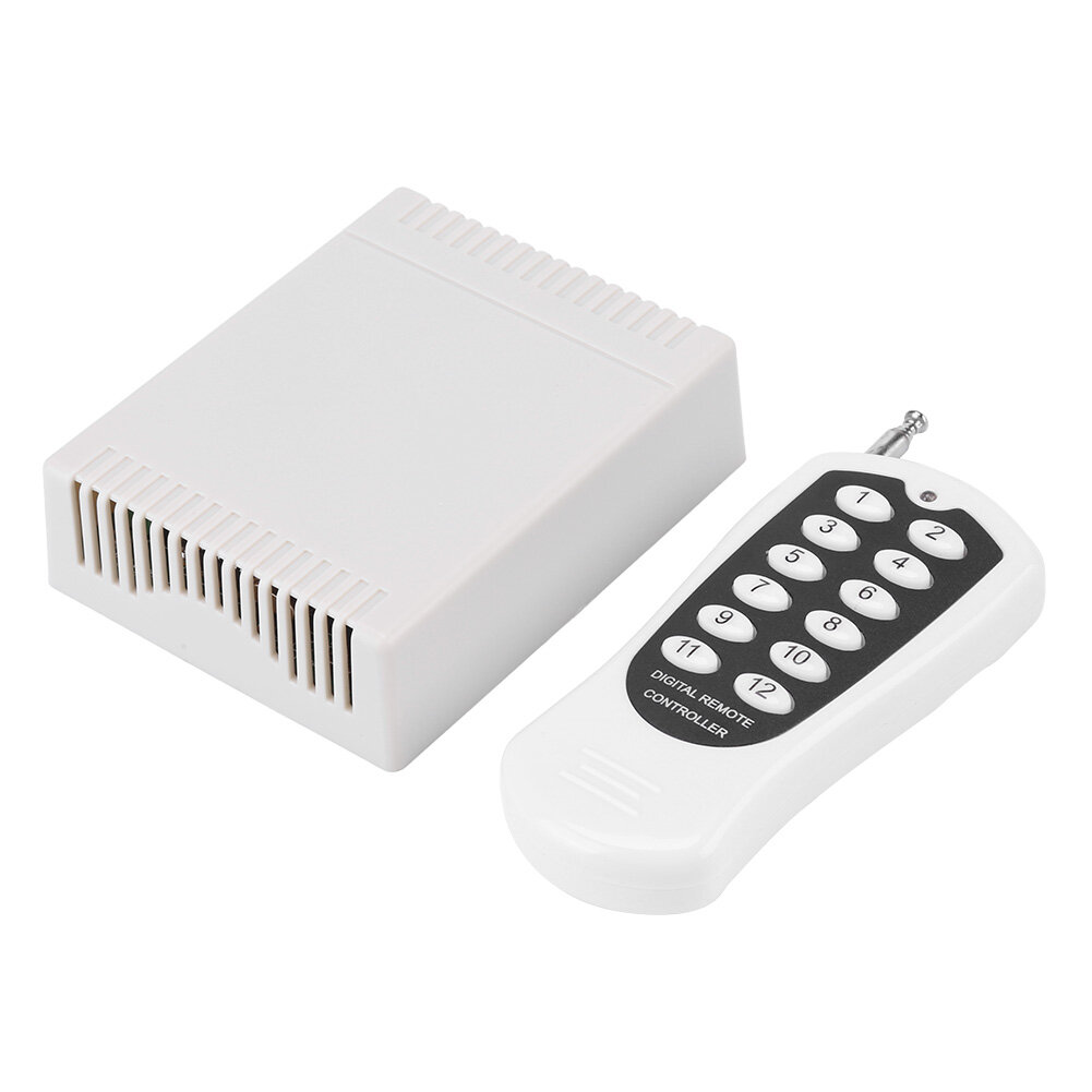Реле постоянного тока 12 В, 12-канальный беспроводной радиочастотный пульт дистанционного управления, передатчик и приемник.