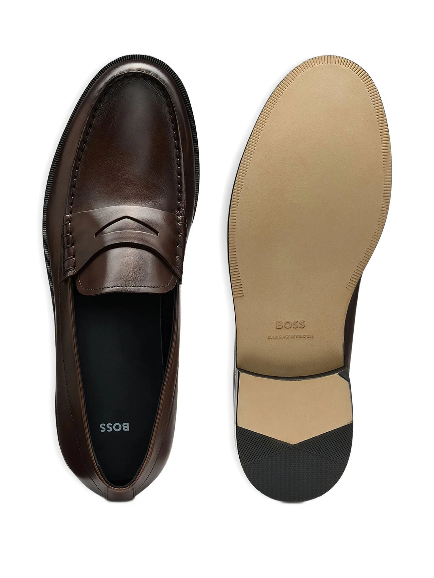 Лоферы BOSS Penny leather loafers, размер 11, brown — фото 1