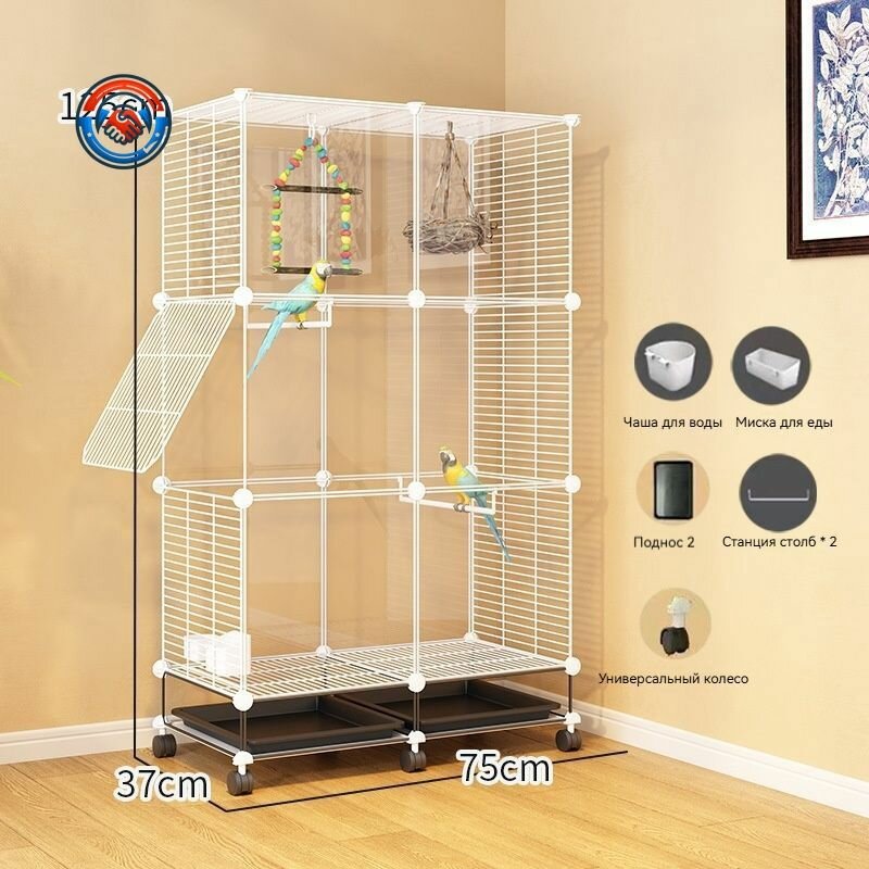 Просторная клетка для птиц с жердочками и кормушками, удобная вентиляция и легкая сборка, домашний птичий дом для волнистых попугаев и средних певчих птиц