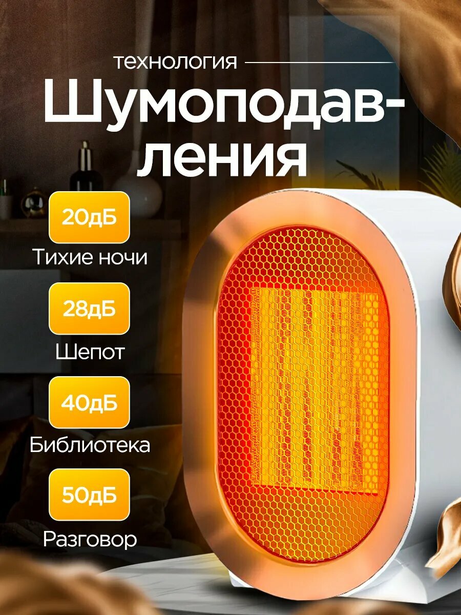 Мини-обогреватель, карбоновый нагреватель, регулировка температуры, белый — фото 1