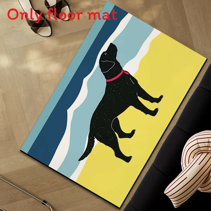 Dog cat vase house pattern diatom mud bathroom rug with nonslip backing for shower area