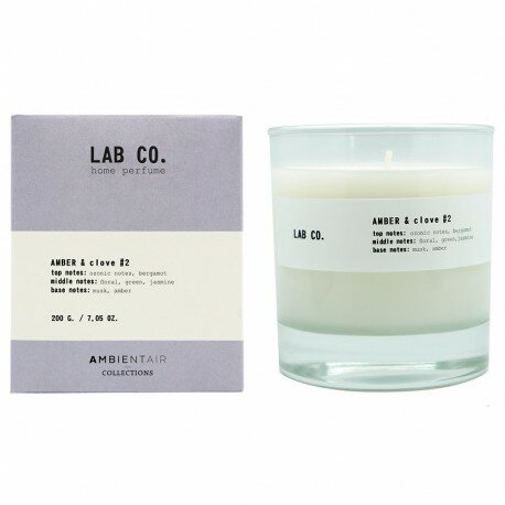 Свеча ароматическая lab co, amber&clove, 40 ч