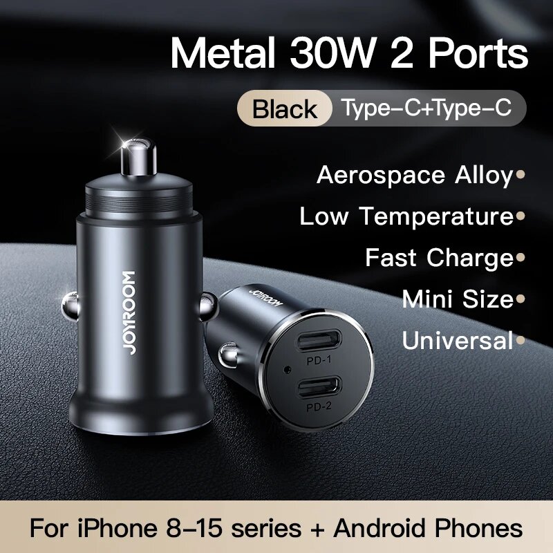 Joyroom 30W 2 Type-C Автомобильное зарядное устройство