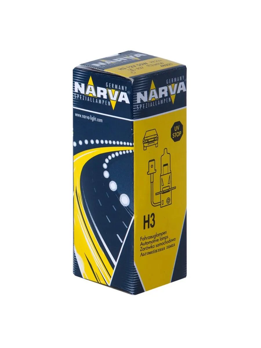 Лампа галогенная 12V, H3, 55W, PK22s, Standard, NARVA, 483213000