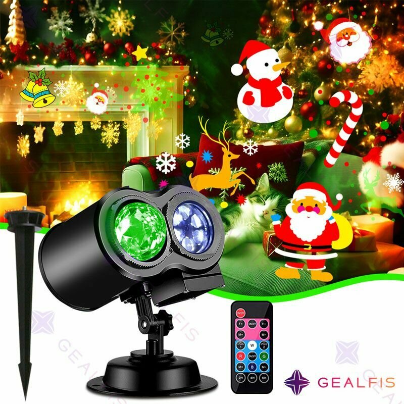 Уличный лазерный проектор с пультом управления Outdoor / Рождество / Новогодний лазерный проектор для дома и улицы