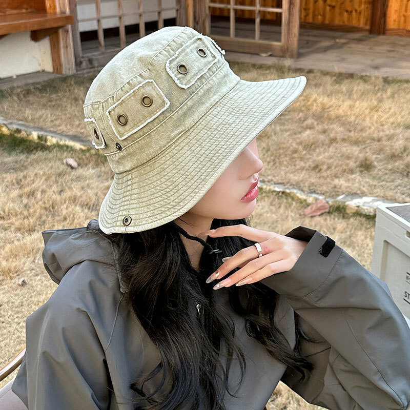 Японская джинсовая рыбацкая шляпа в стиле ретро, женская летняя уличная шляпа с большими полями для кемпинга, альпинизма, солнцезащитная шляпа для мужчин