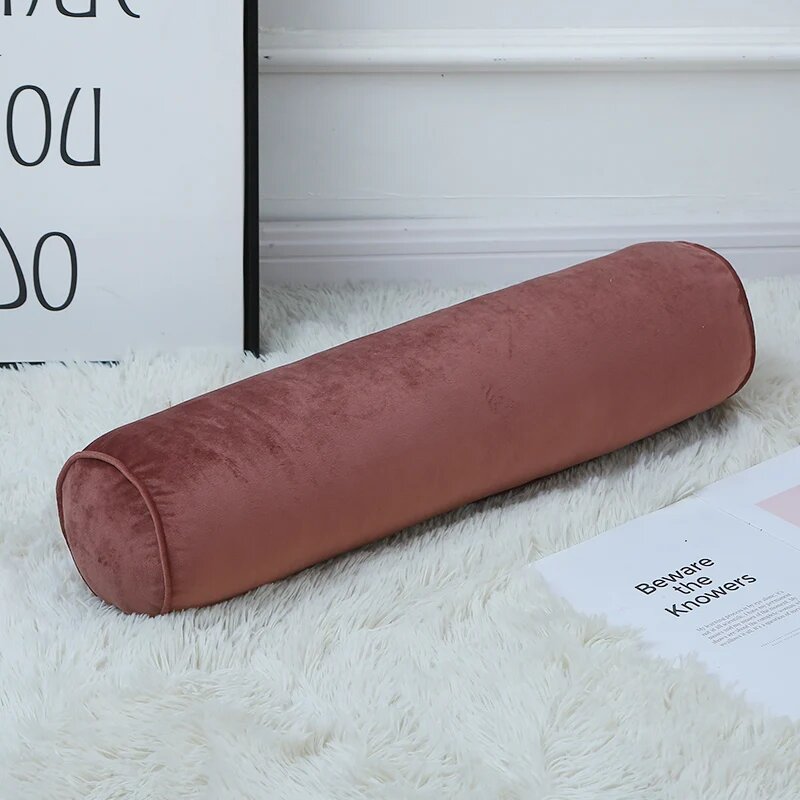 Мягкая бархатная цилиндрическая наволочка для гостиной, круглая наволочка с Бордовый, 20x120cm, 5