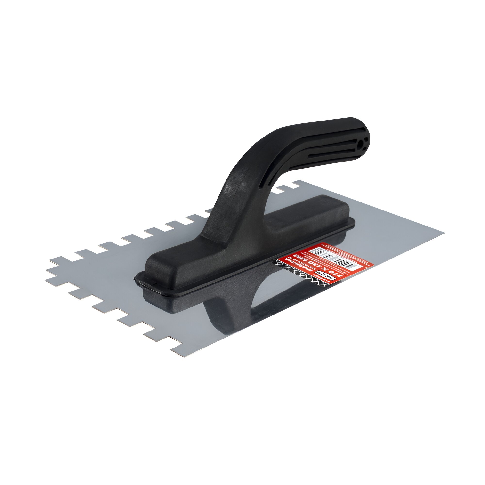 Гладилка зубчатая Кедр, нержавеющая сталь, 270 x 130 мм, зуб 10 x 10 мм