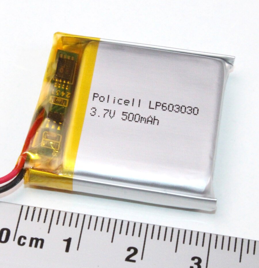Аккумулятор Policell LP603030-PCM 3,7V, 500mAh, Li-Pol (с платой защиты) , PoliCell