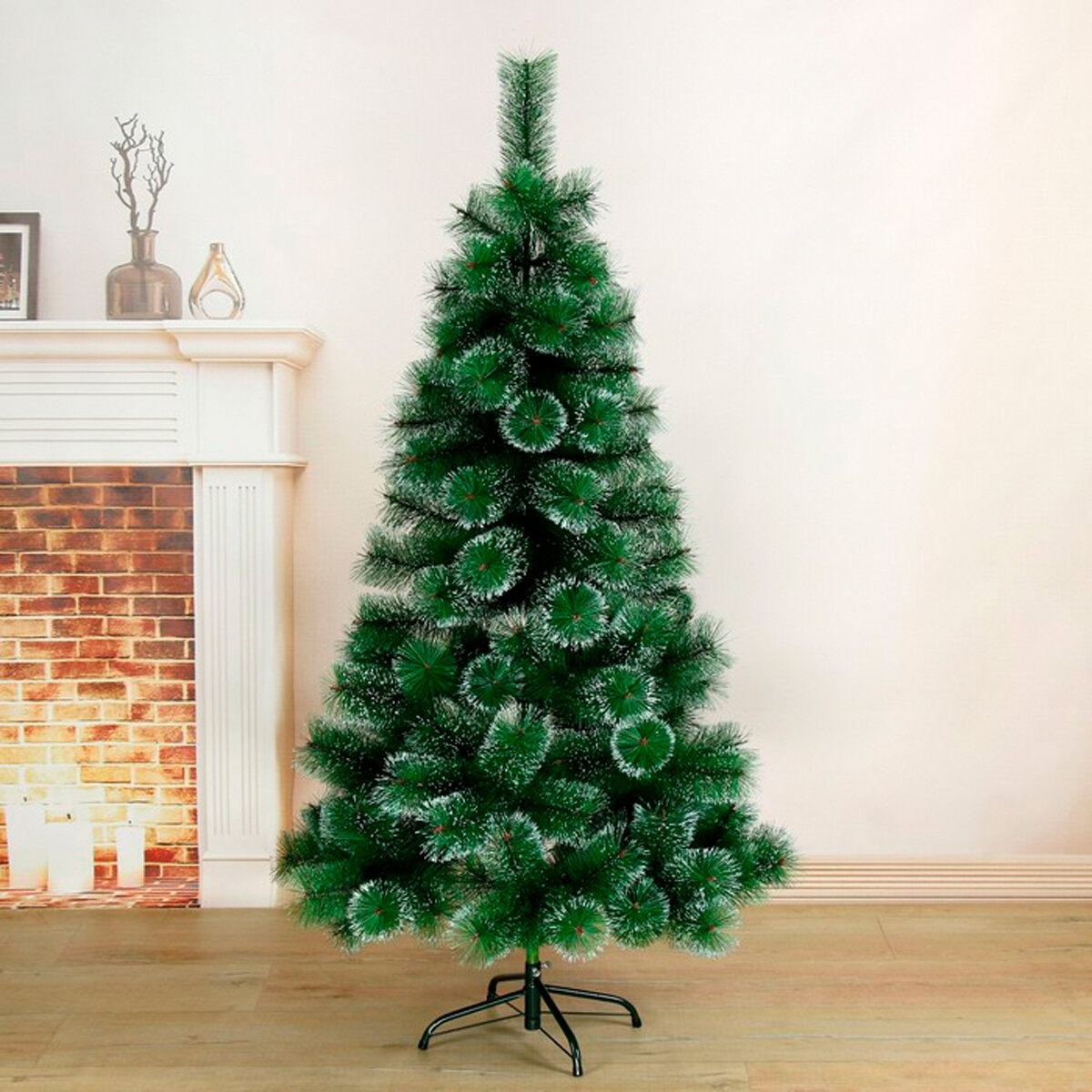 Декоративное дерево Зимнее волшебство "Кедр", 150 см, 152 ветки, зеленое переливающееся