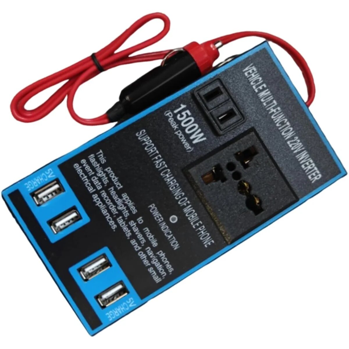 Автомобильный инвертор 12 В, 24 В до 220 В, 1500 Вт, 4 USB-розетки, преобразователь быстрой зарядки-A86E