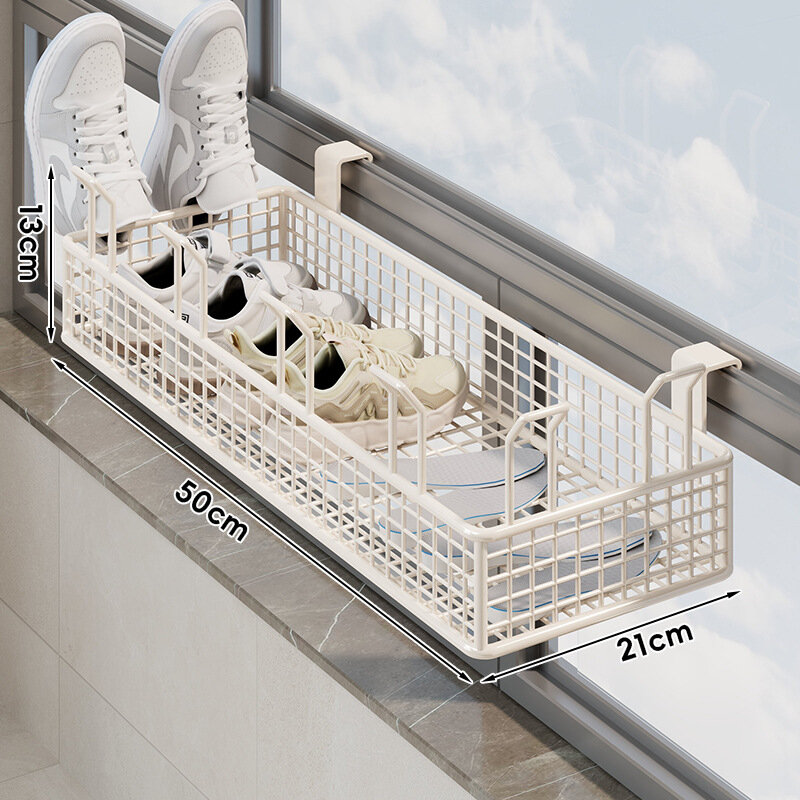 Балконная полка для сандалий, корзина для сушки обуви, наружный крючок для оконного ограждения, антикражный крючок для окна, полка для сушки обуви