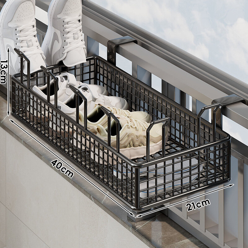 Балконная полка для сандалий, корзина для сушки обуви, наружный крючок для оконного ограждения, антикражный крючок для окна, полка для сушки обуви