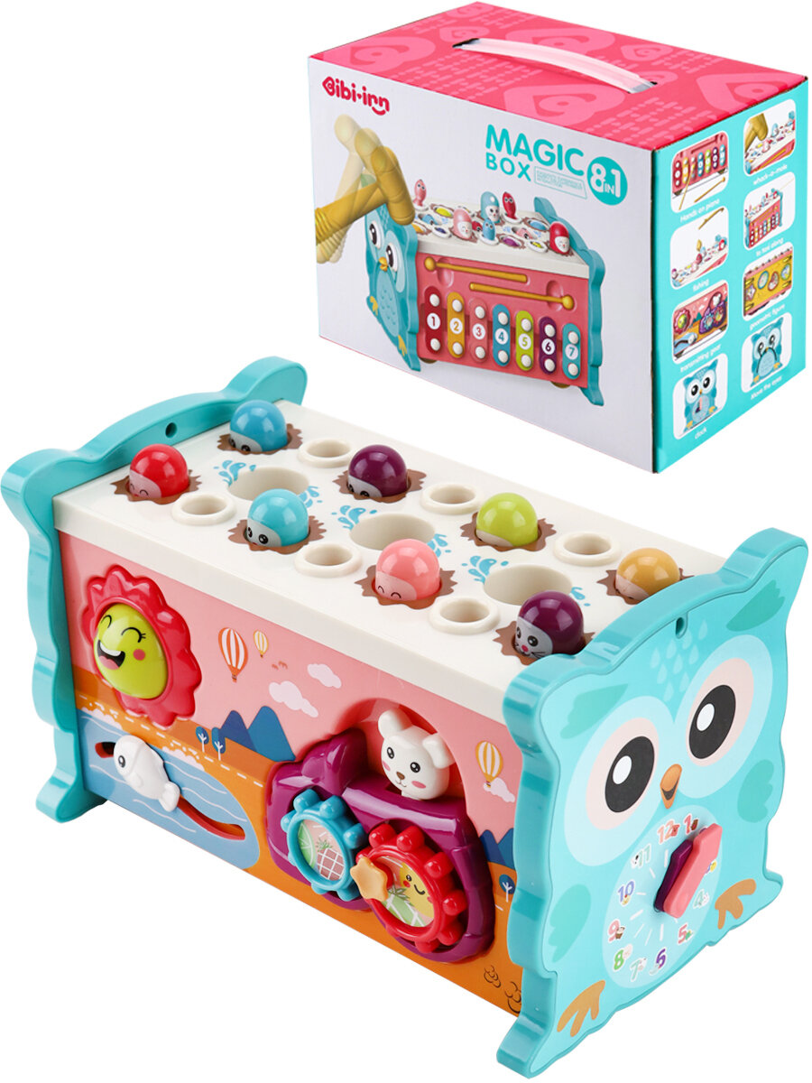 Музыкальный развивающий центр Рыжий Кот 8 в 1 2086900, рыбалка, стучалка, барабанчик